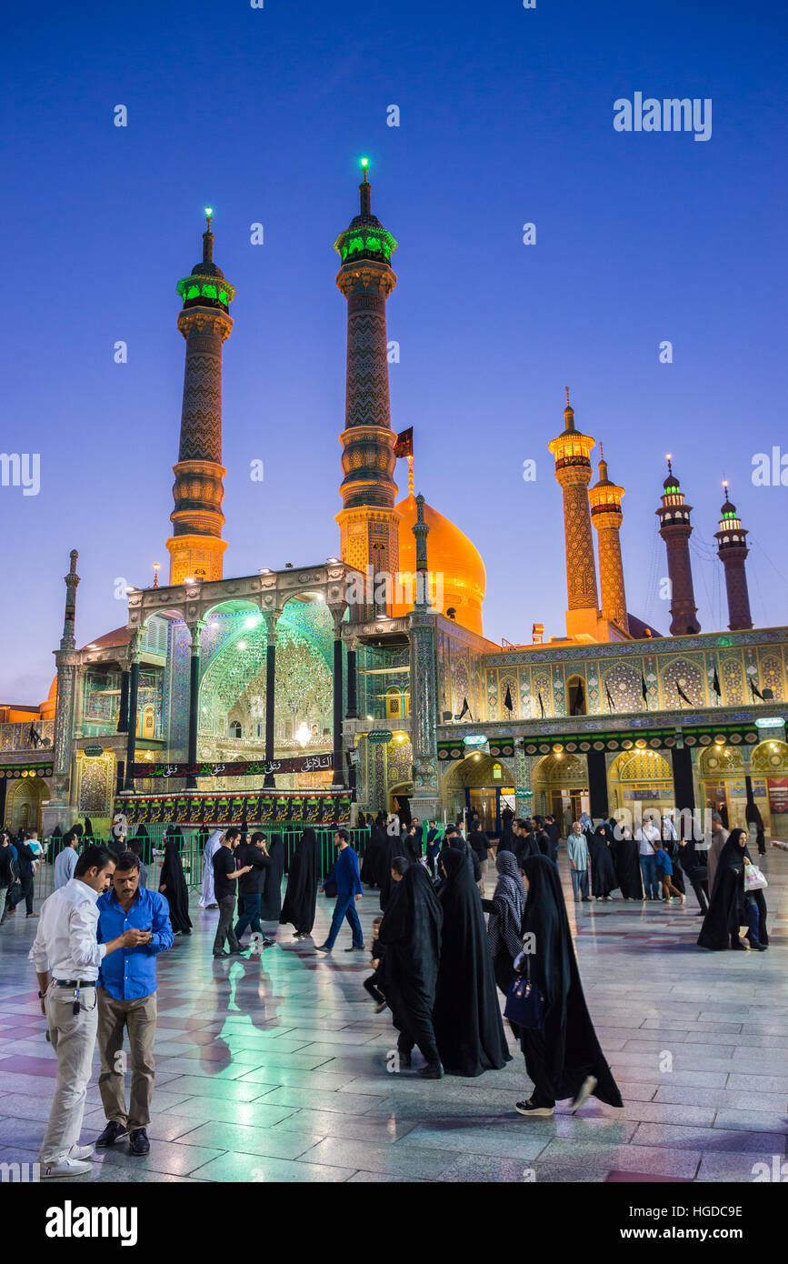 Pilgrims in Fatima Masumeh Shrine, Shiah Islam holy place in Qom city ...