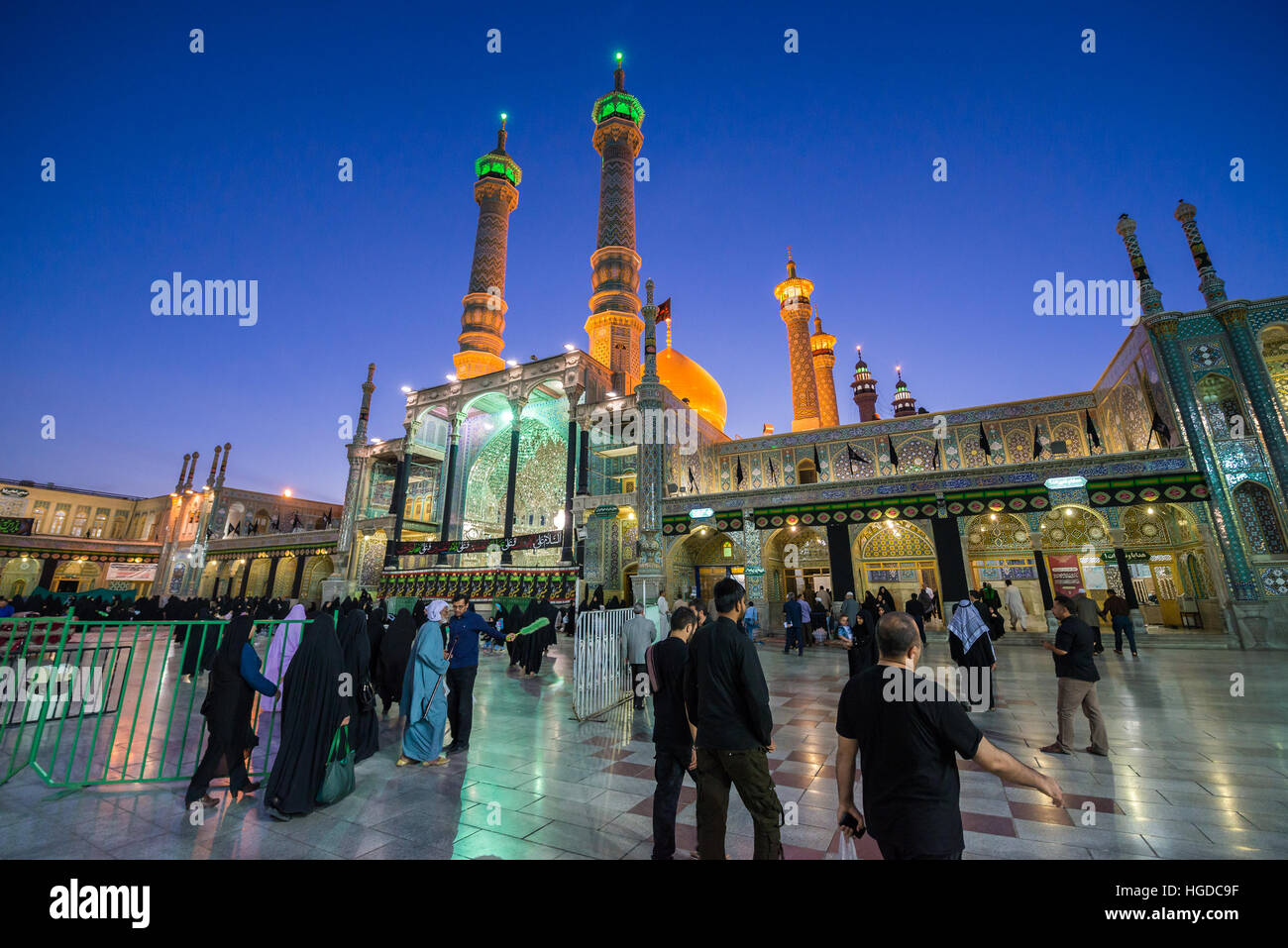 Pilgrims in Fatima Masumeh Shrine, Shiah Islam holy place in Qom city ...