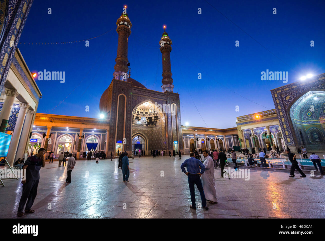 Evening in Fatima Masumeh Shrine, Shiah Islam holy place in Qom city ...