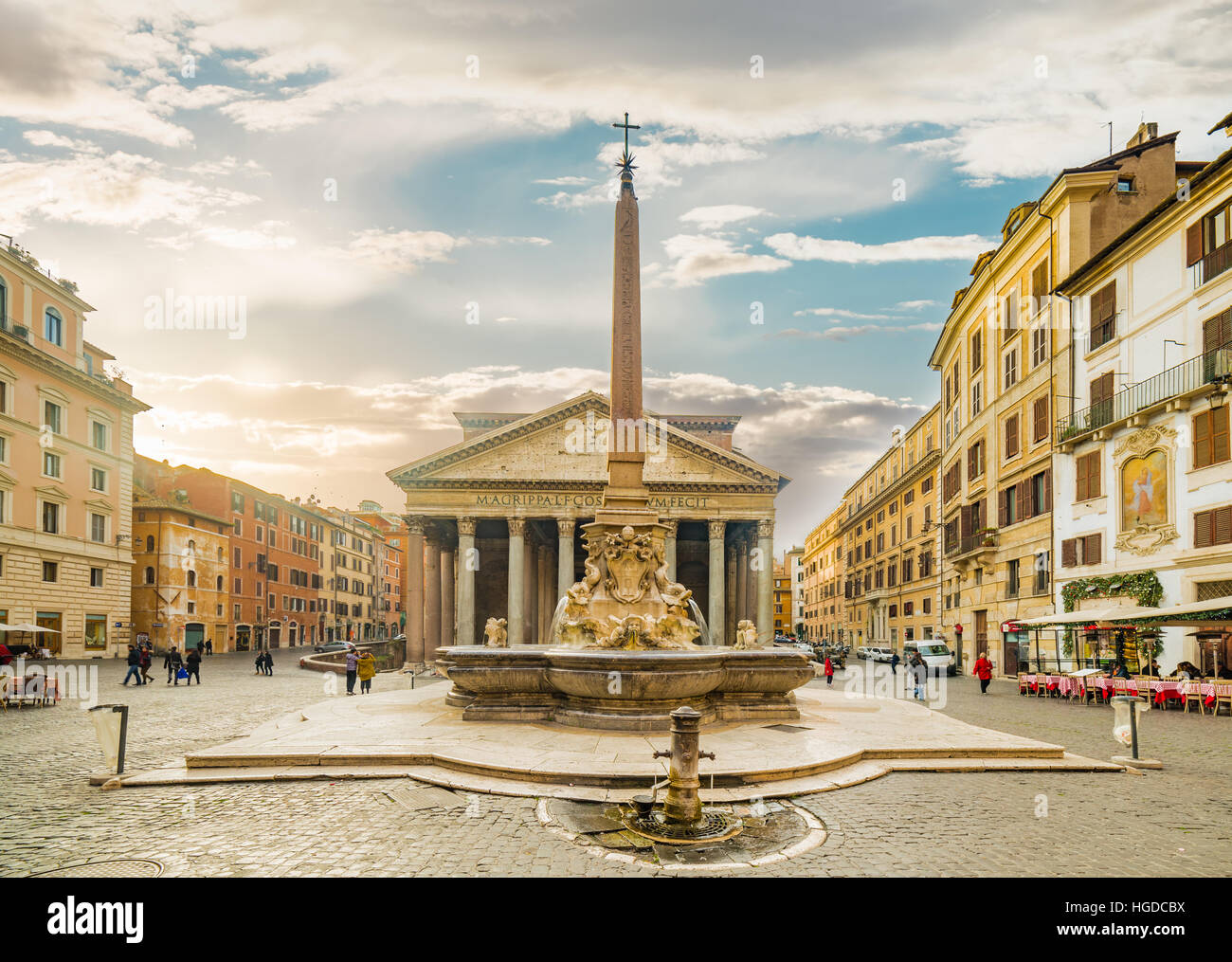 Fountain and obelisk in monumental square in the historic center of ...