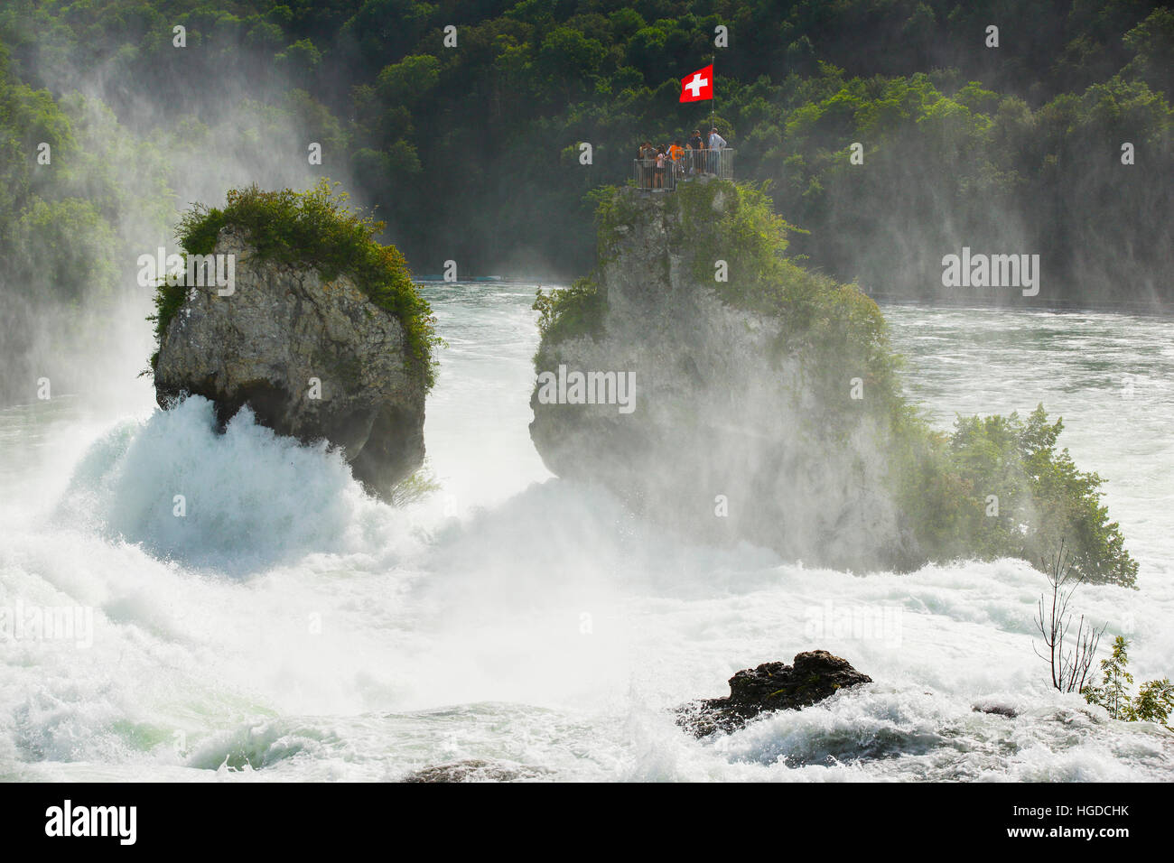 The Rhine Falls with rock, Switzerland Stock Photo - Alamy