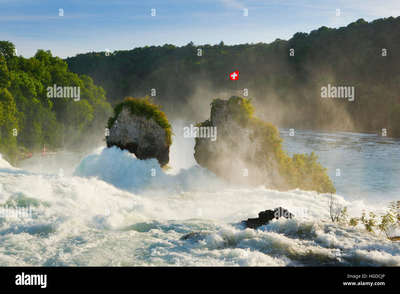 The Rhine Falls with rock, Switzerland Stock Photo - Alamy