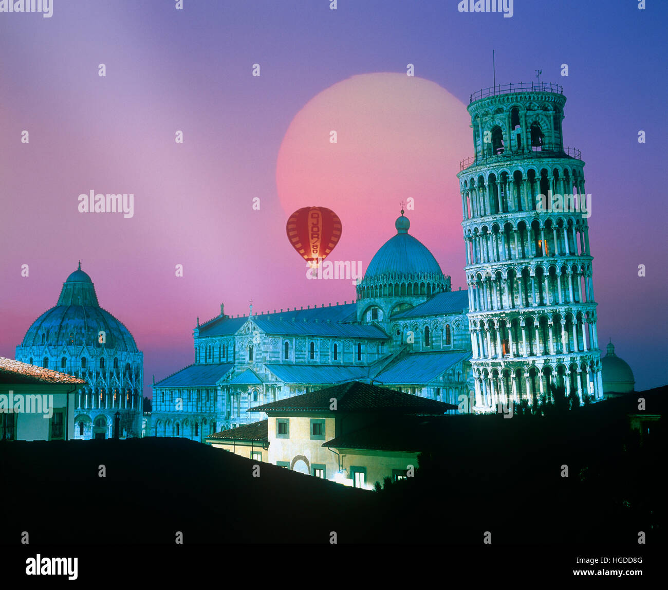 Leaning Tower and the Duomo at sunset, Pisa, Tuscany, Italy Stock Photo ...