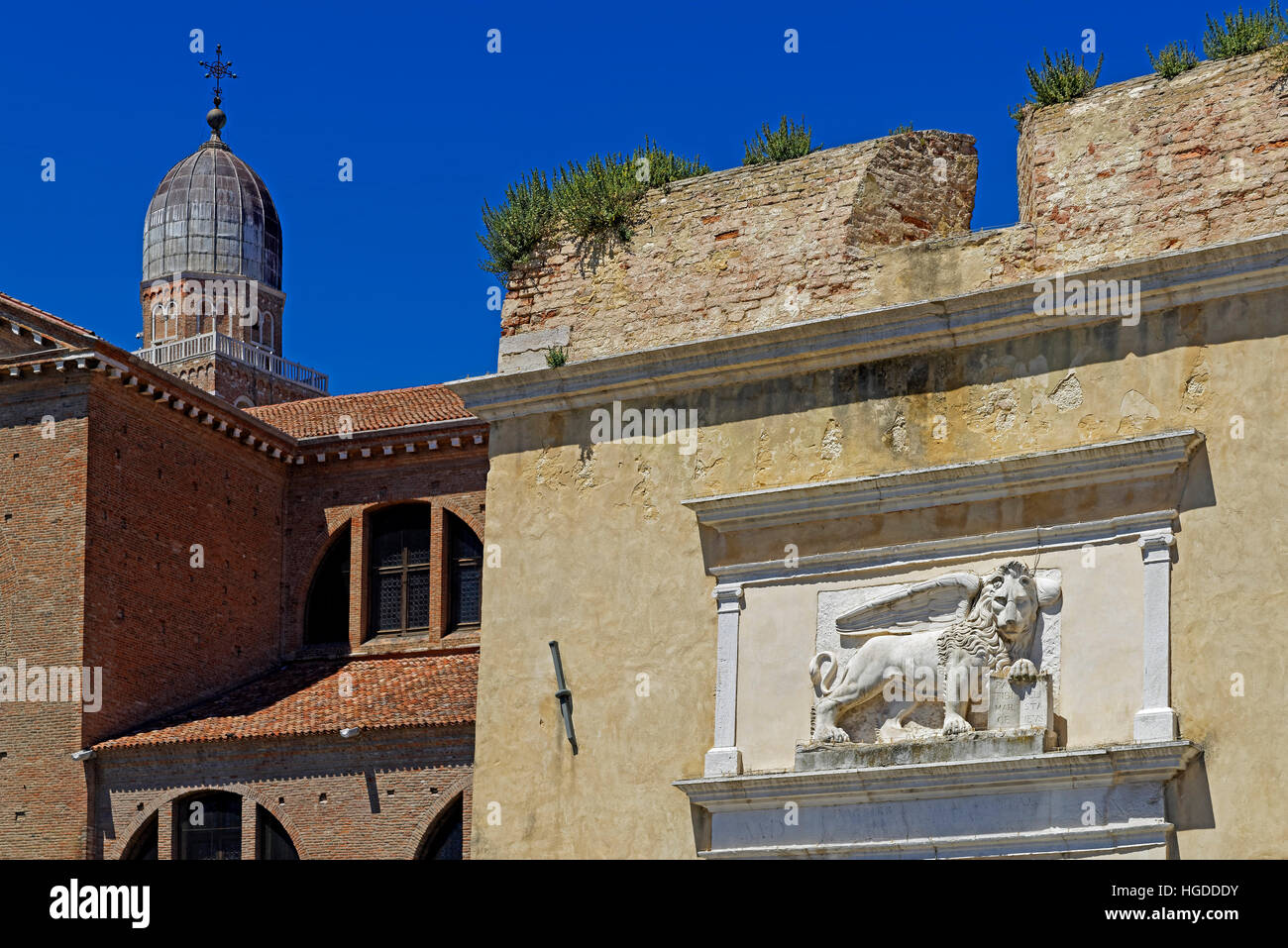 Chioggia, Porta Santa Maria o Porta Garibaldi, Venetian lion, cathedral ...