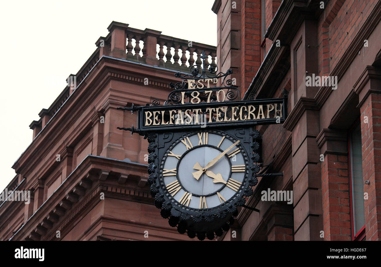 Belfast Telegraph Clock Stock Photo - Alamy
