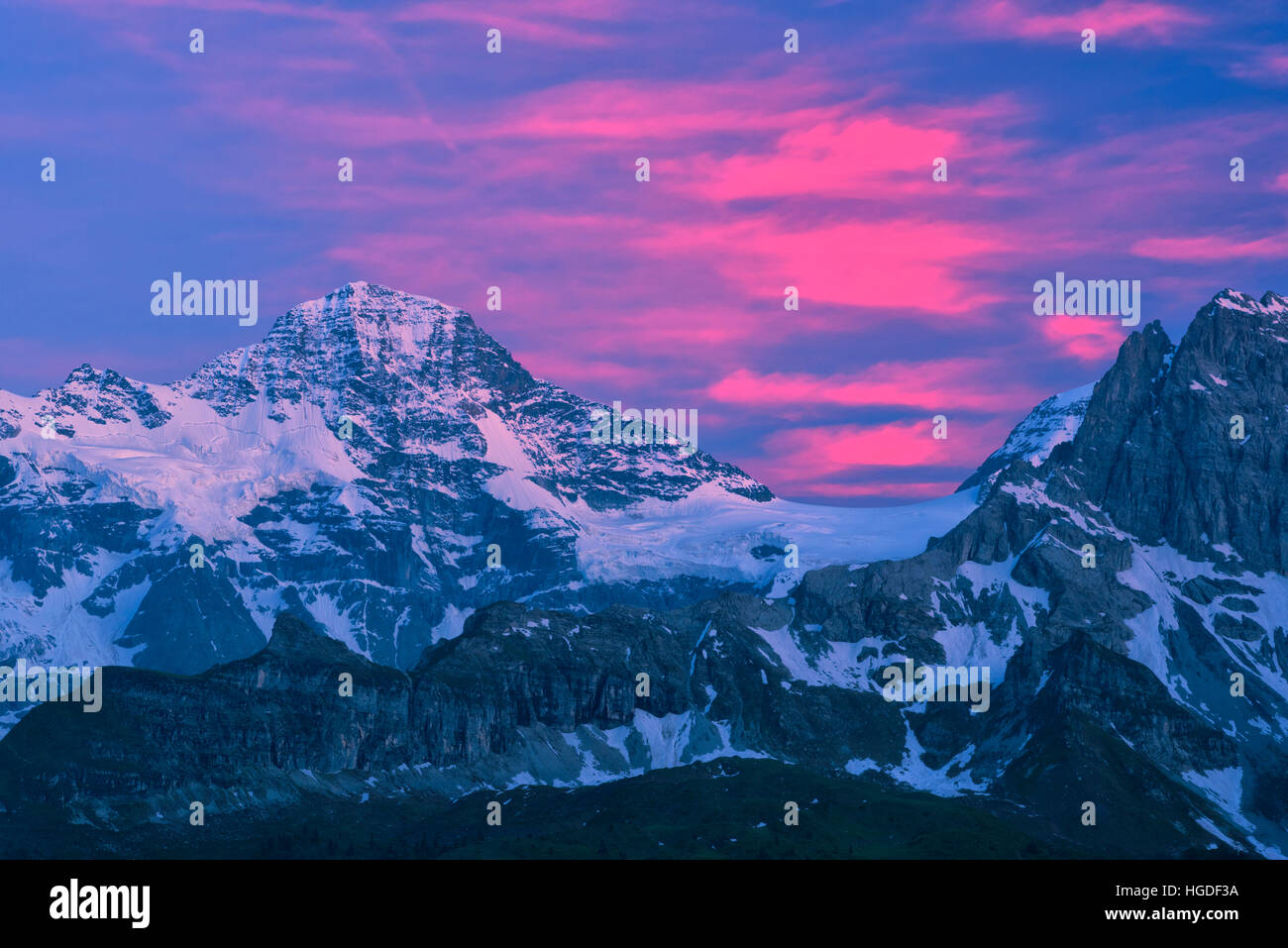 Bern, Bernese Oberland, Breithorn after sunset Stock Photo - Alamy