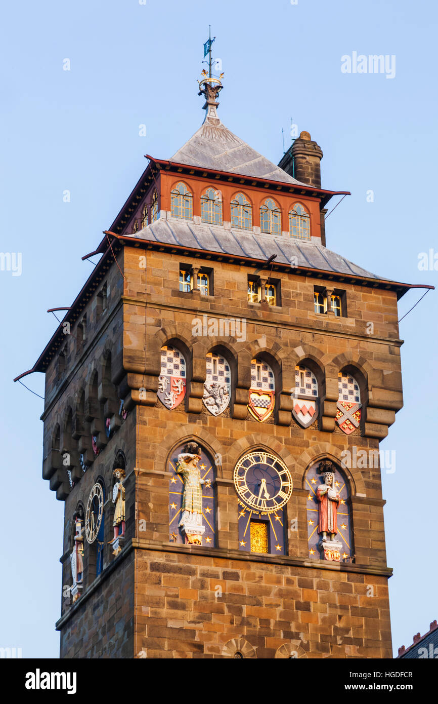 Wales, Cardiff, Cardiff Castle, Clock Tower Stock Photo - Alamy