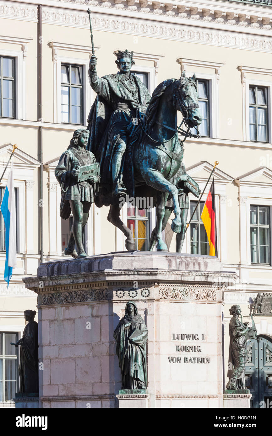 Germany, Bavaria, Munich, Statue of King Ludwig 1 King of Bavaria Stock ...