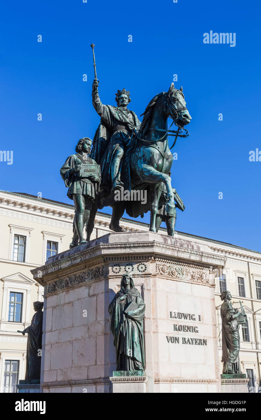 Germany, Bavaria, Munich, Statue of King Ludwig 1 King of Bavaria Stock ...