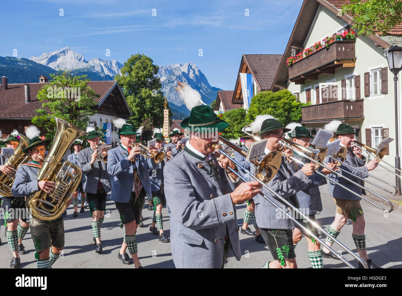 Germany, Bavaria, Garmisch-Partenkirchen, Bavarian Festival, Marching ...