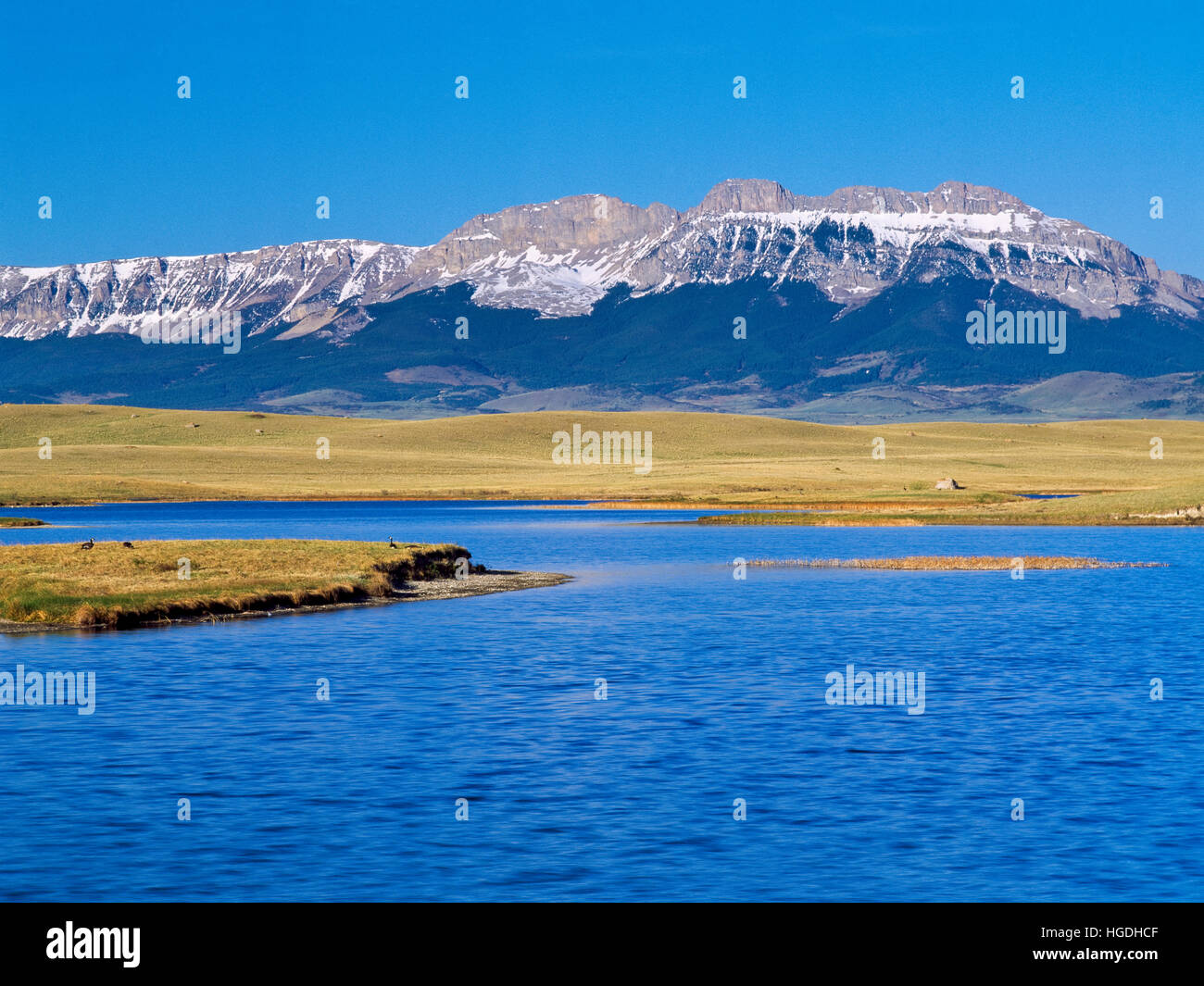 sawtooth ridge above split rock lake along the rocky mountain front ...