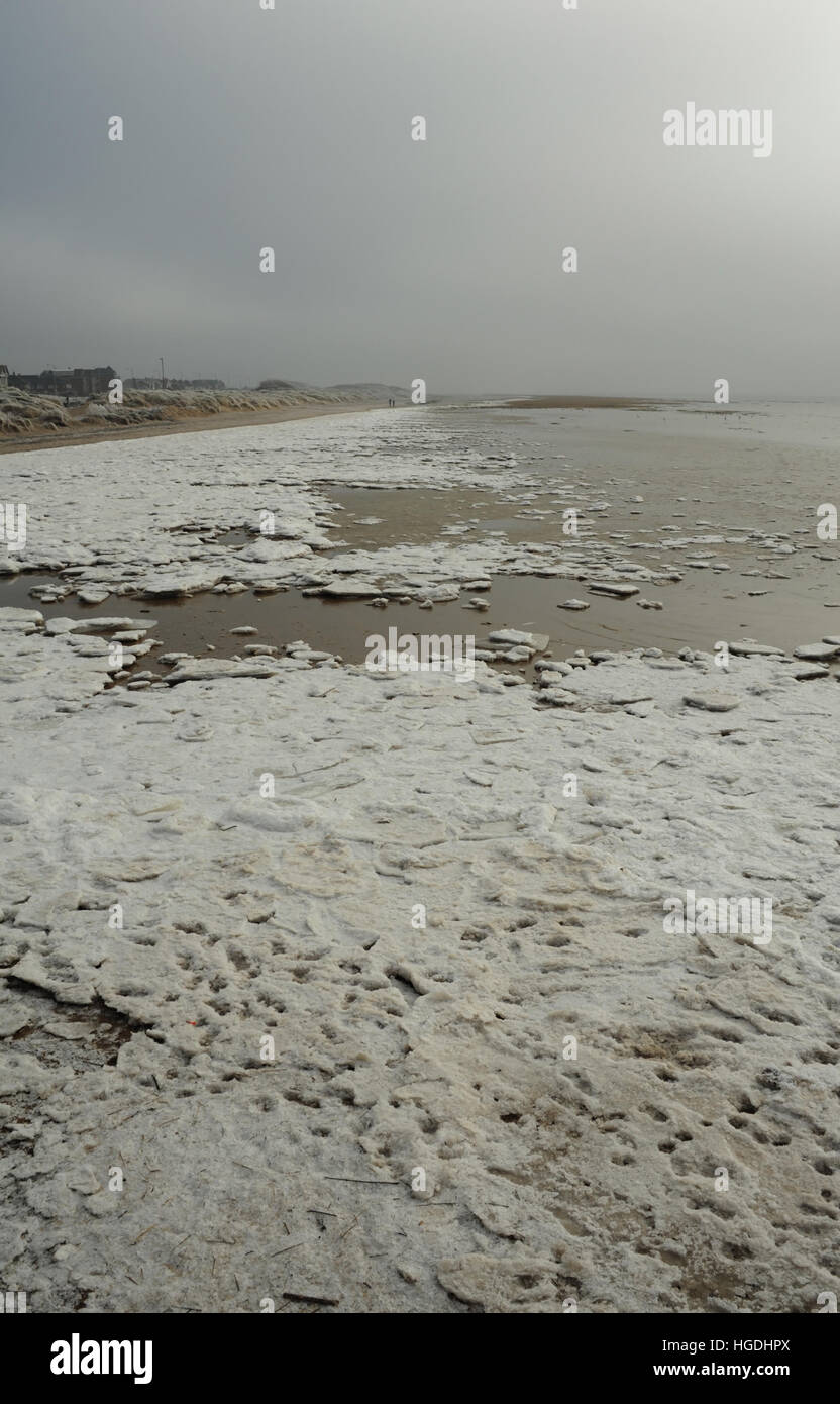 Land fast sea ice blocks lying beach sand saltmarsh hi-res stock ...