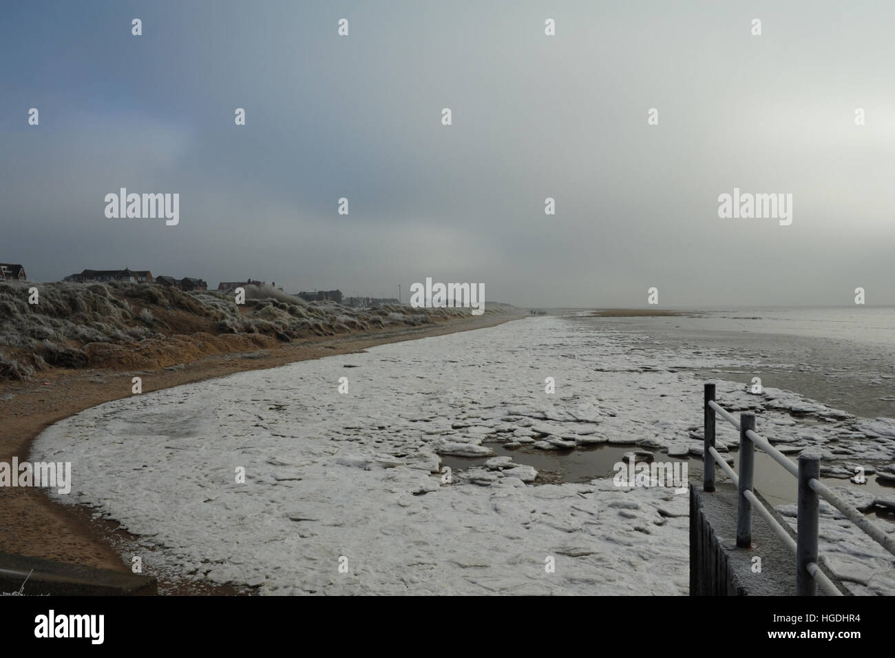 Land fast sea ice blocks lying beach sand saltmarsh hi-res stock ...