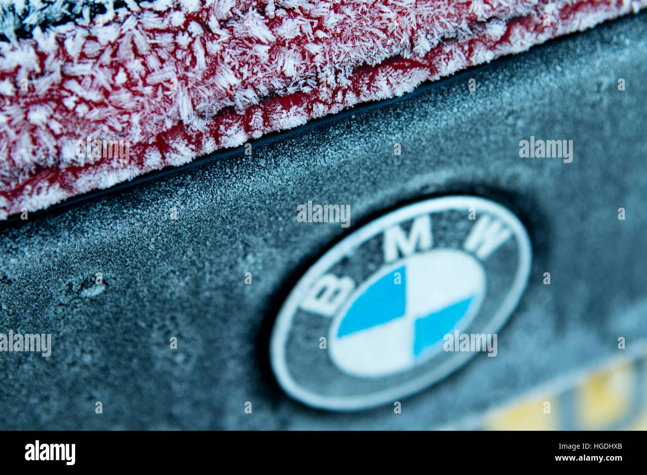 Ice and frost close up detail of a Black F83 2016 BMW M4 Convertible ...