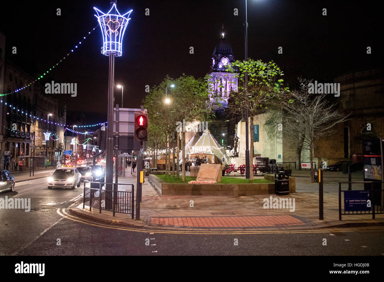 The Headrow street in Leeds city centre at night Stock Photo - Alamy