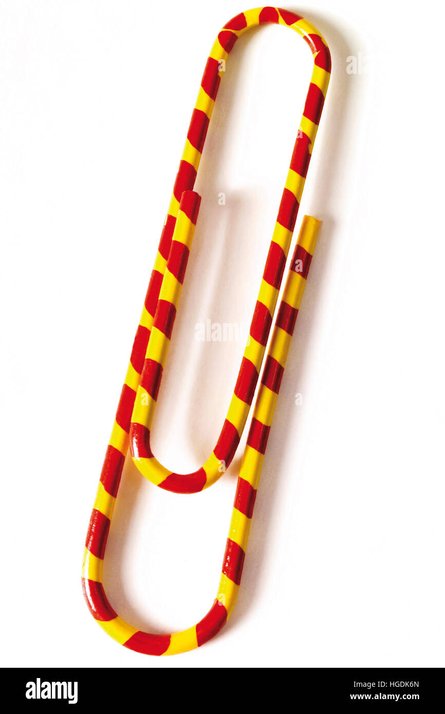 Red-and-yellow striped paper clip Stock Photo - Alamy
