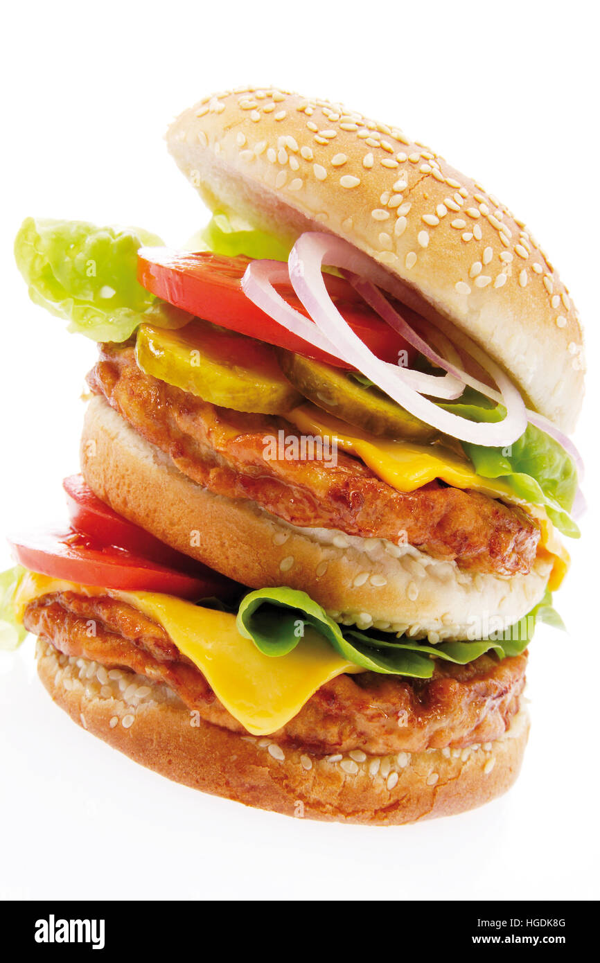 Fast food: double cheeseburger Stock Photo - Alamy