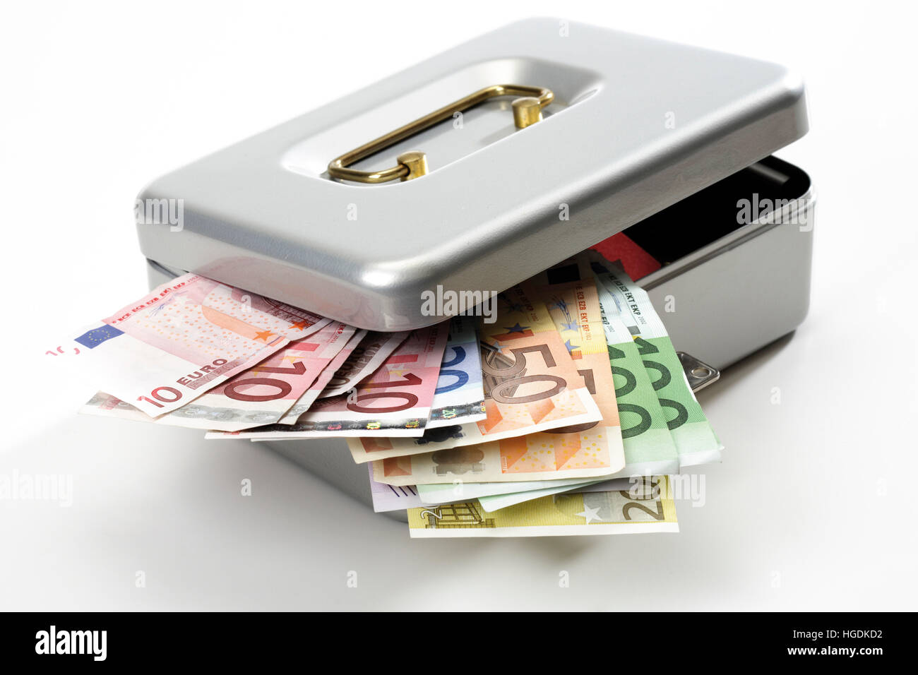 A cash box with Euro notes Stock Photo - Alamy