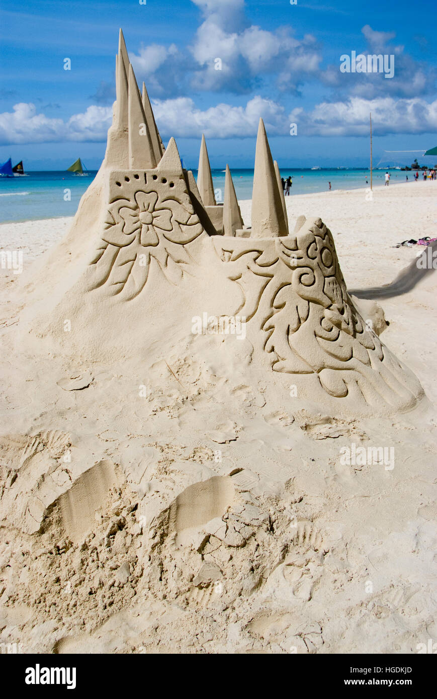 Sand castle on White Beach, Boracay, Philippines Stock Photo - Alamy