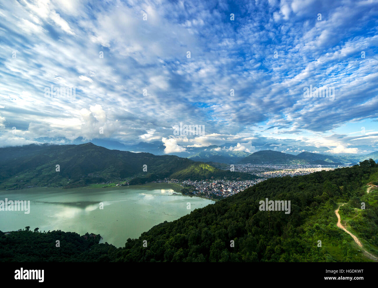 View on the city and the Phewa Lake, Pokhara, Kaski District, Nepal ...