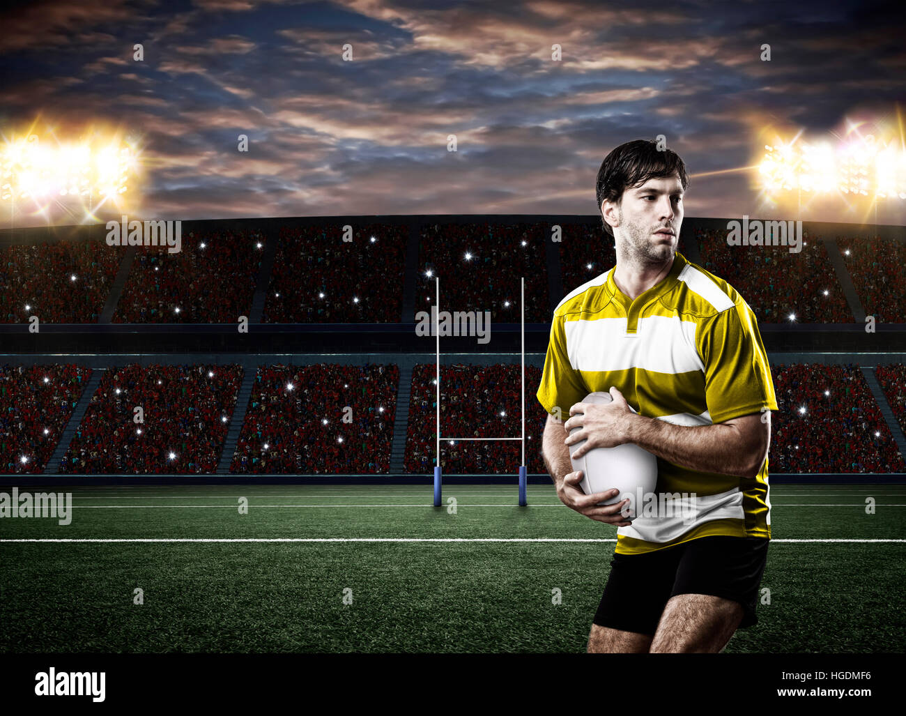 Rugby player in yellow uniform hi-res stock photography and images - Alamy