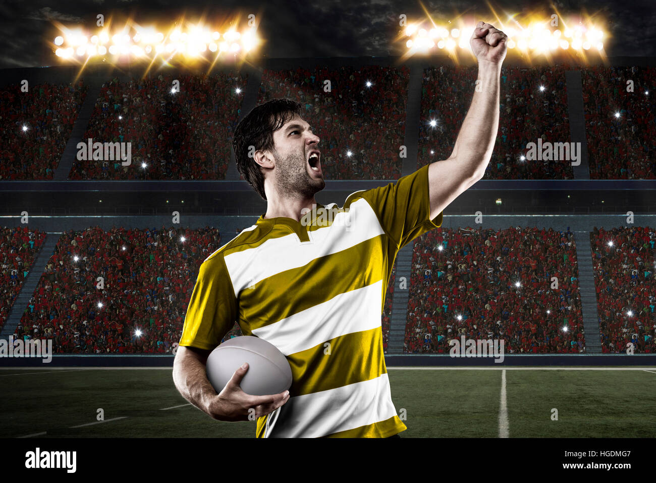 Rugby player in yellow uniform hi-res stock photography and images - Alamy