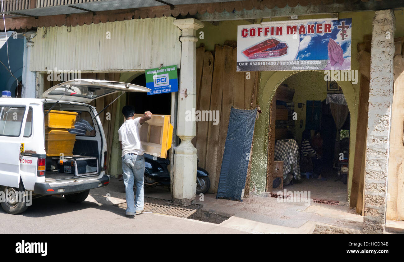 Coffin maker workshop Goa India Stock Photo - Alamy