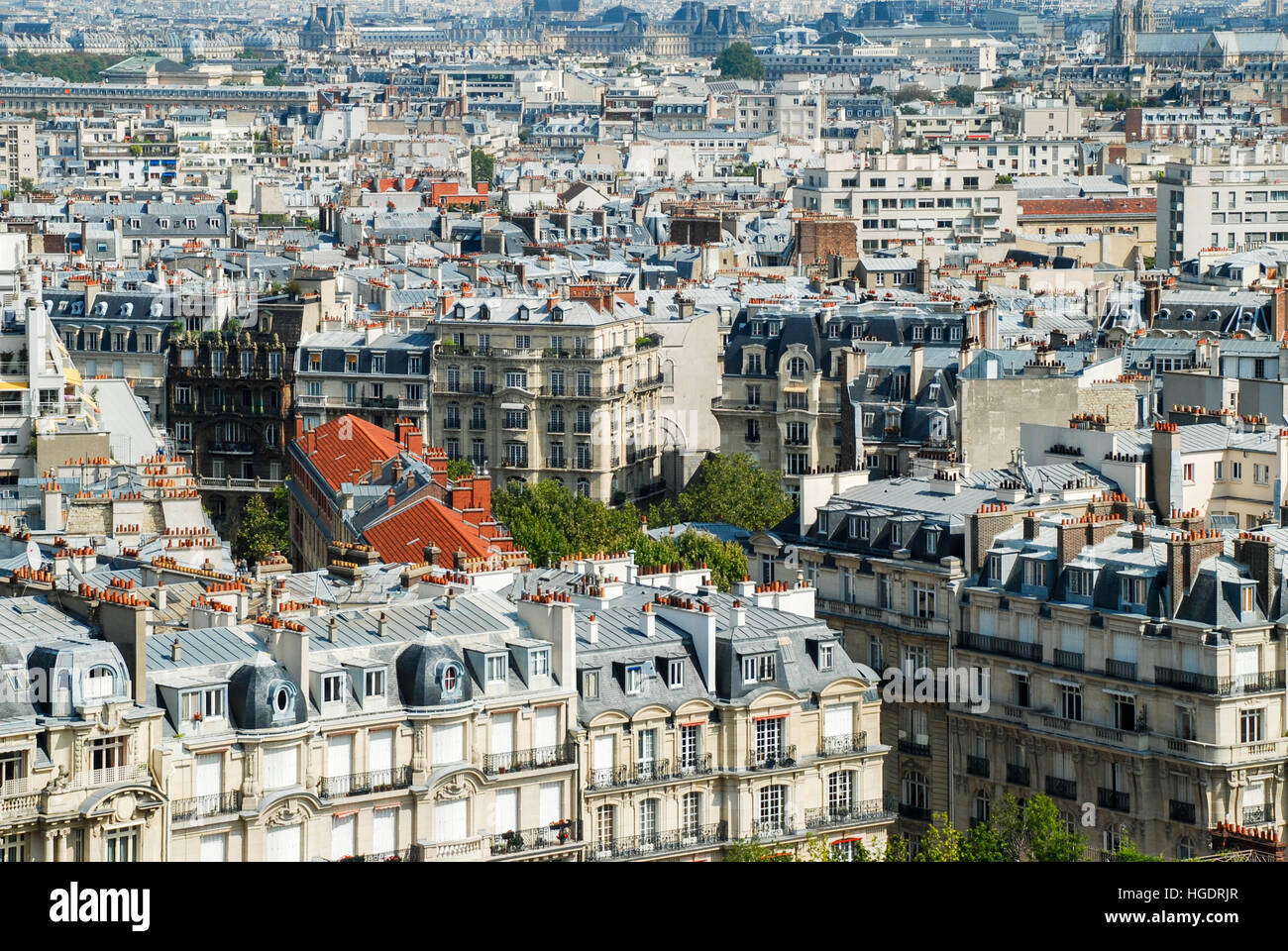 Aerial view at streets from Eiffel Tower in Paris, France Stock Photo ...