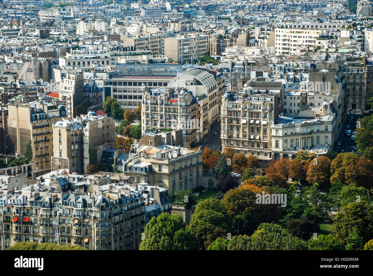 Aerial view at streets from Eiffel Tower in Paris, France Stock Photo ...