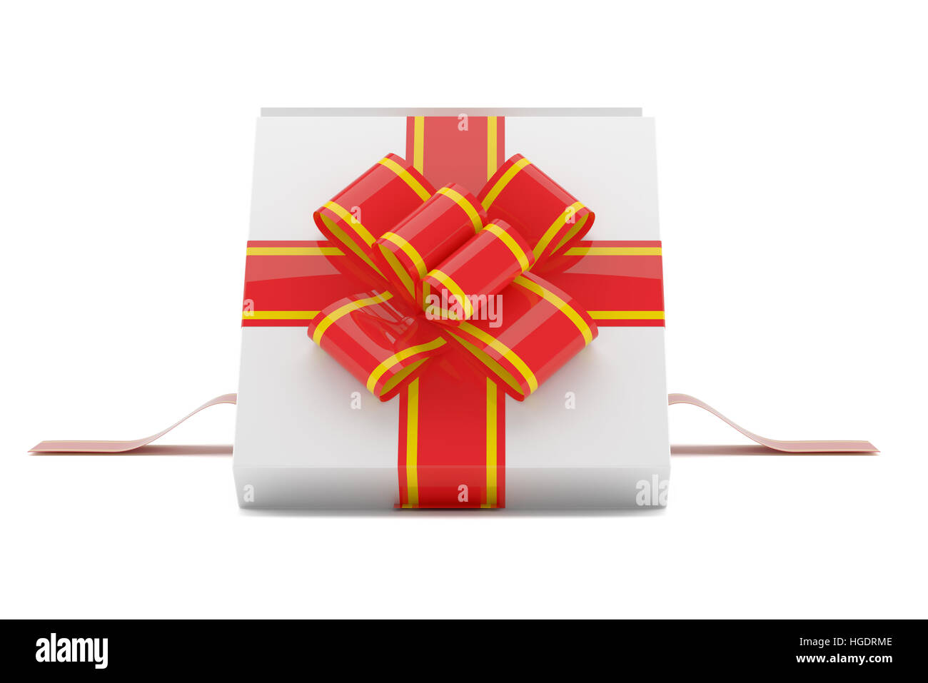 Opened gift box with red bow Stock Photo - Alamy
