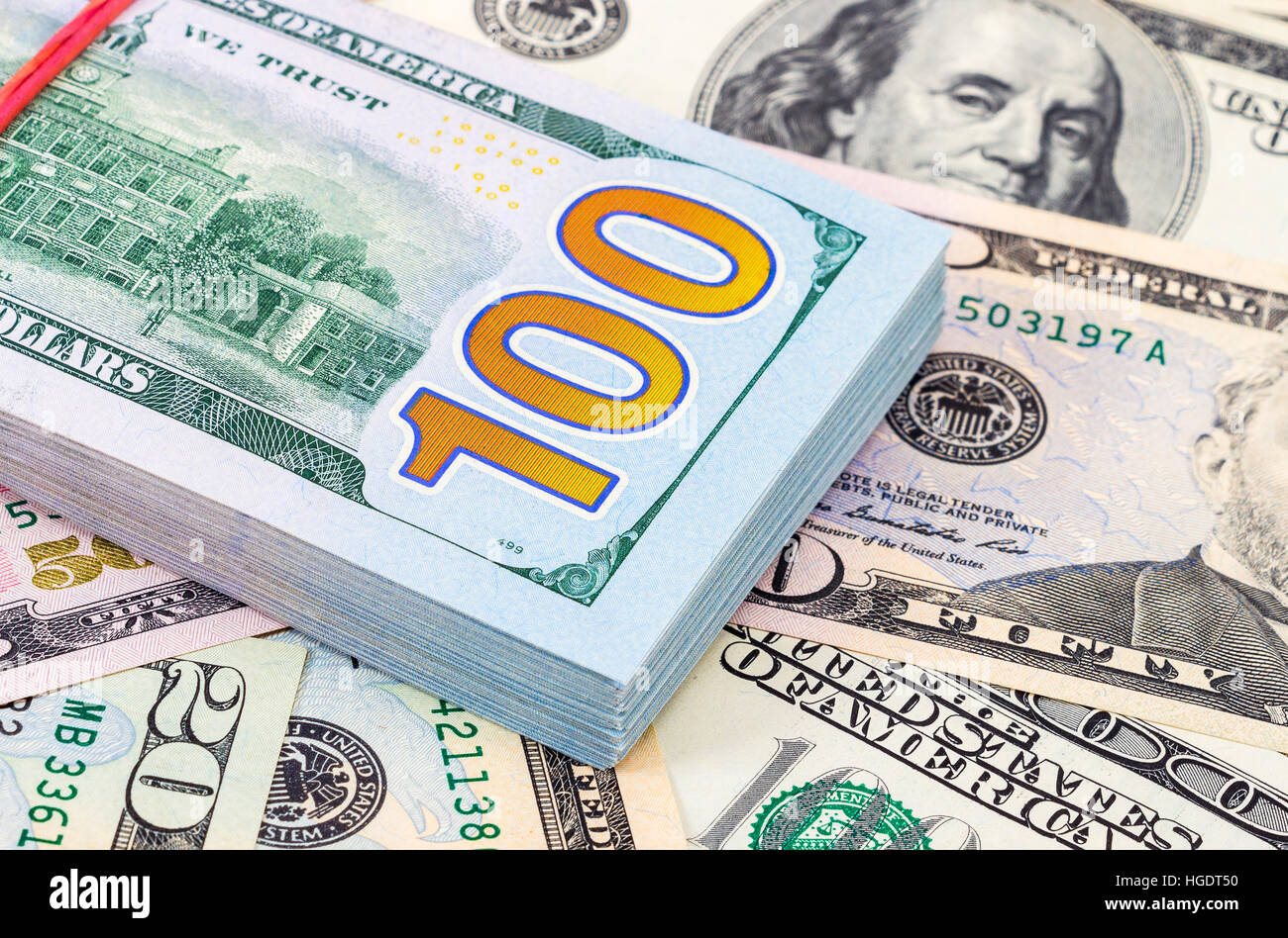 Stack of ten thousand american dollars close up. Fragment Stock Photo ...