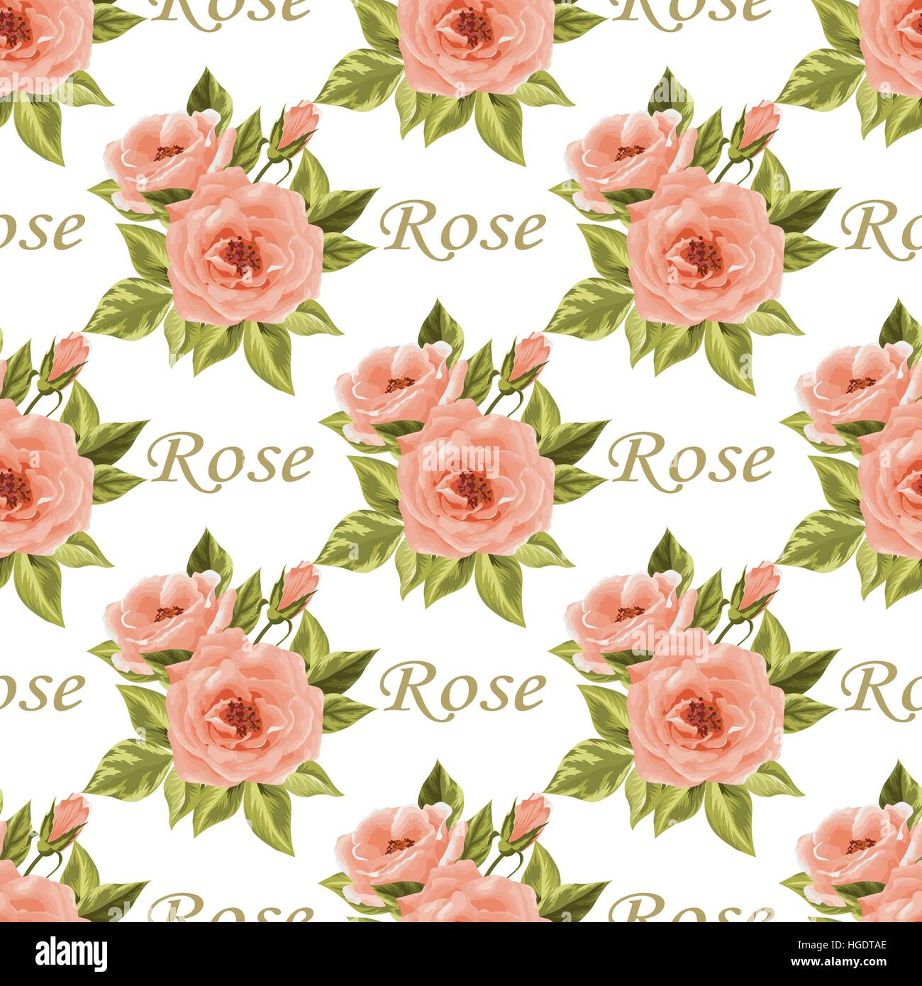 Seamless floral pattern with beautiful roses on white background Stock ...