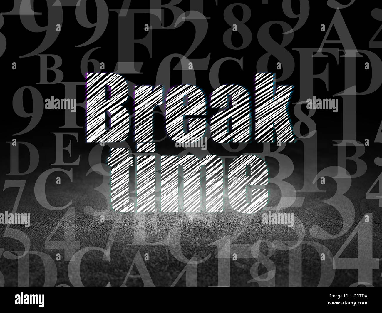 Timeline concept: Break Time in grunge dark room Stock Photo - Alamy