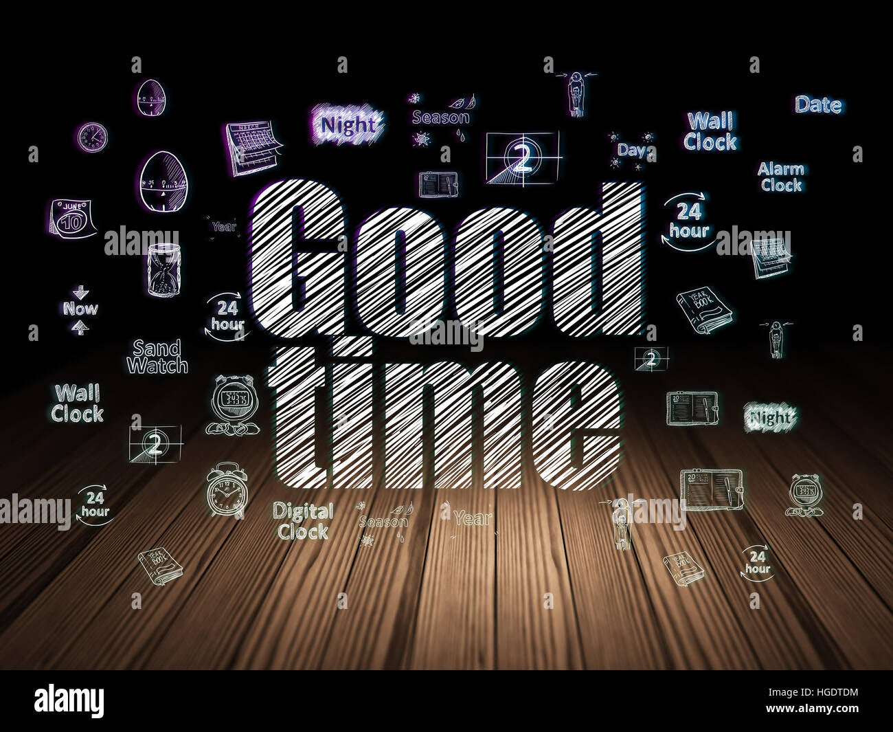 Time concept: Good Time in grunge dark room Stock Photo - Alamy