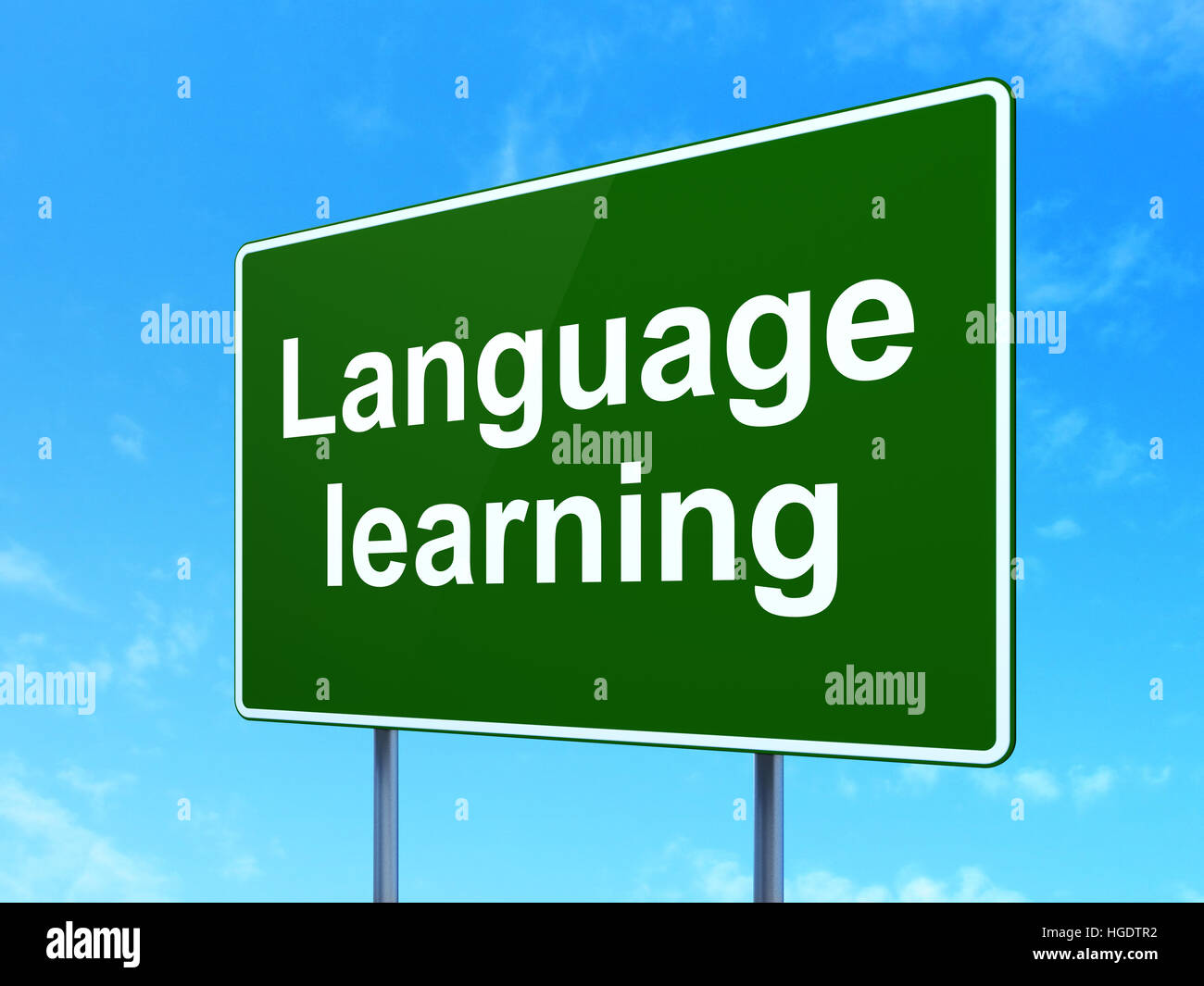 Learning concept: Language Learning on road sign background Stock Photo ...
