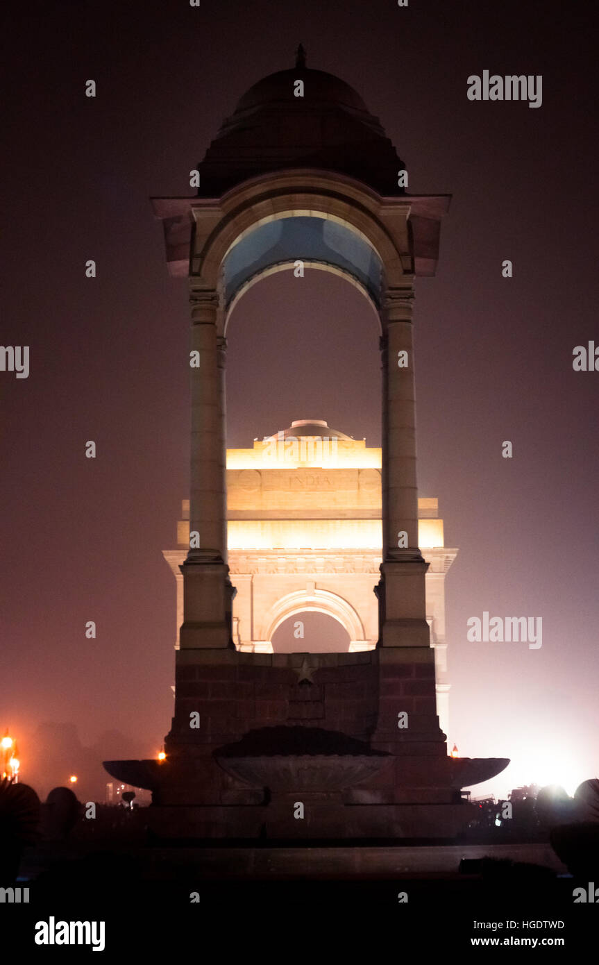 Side canopies at Rajpath surrounding the India gate complex. Shot at ...