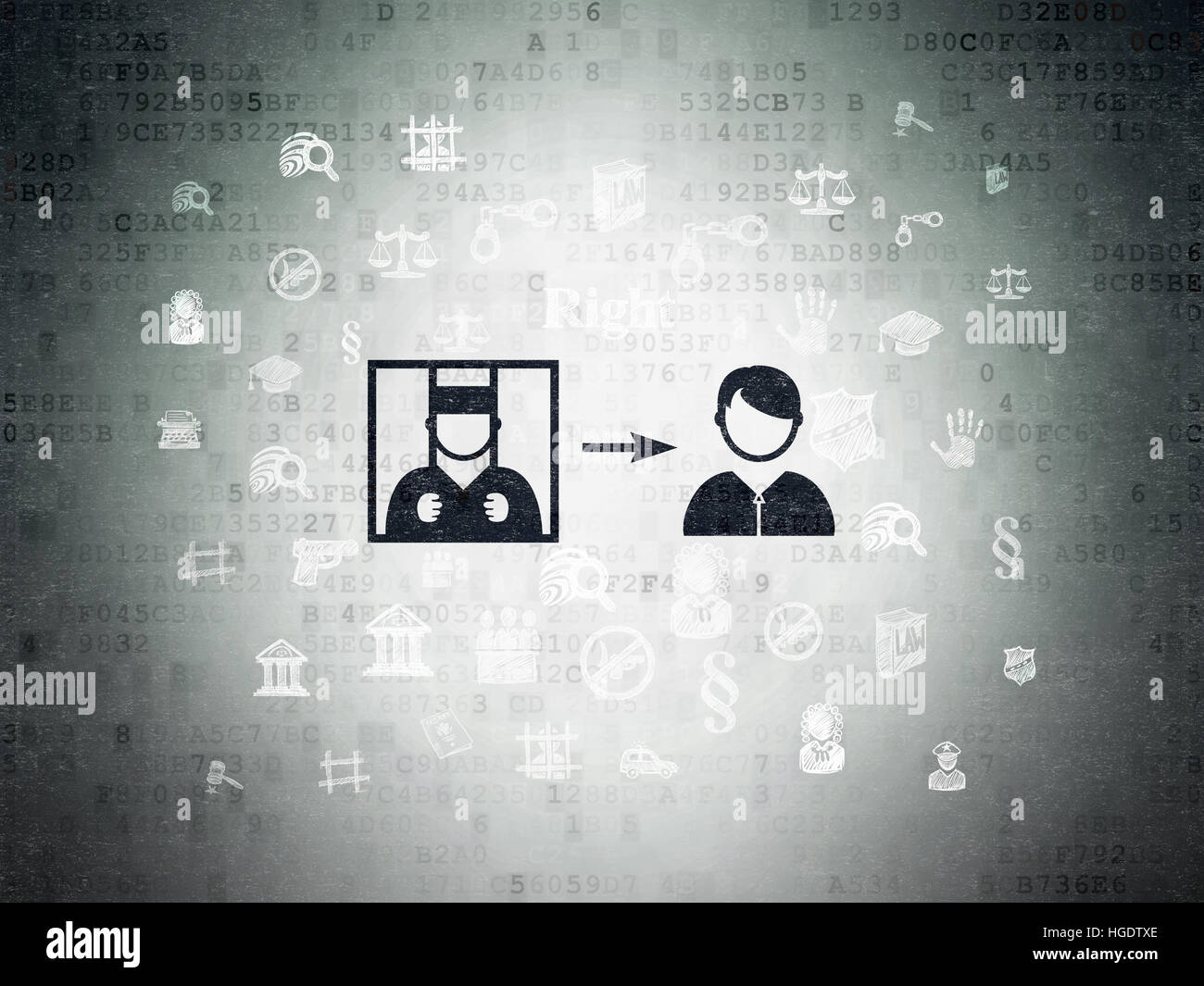 Law concept: Criminal Freed on Digital Data Paper background Stock ...