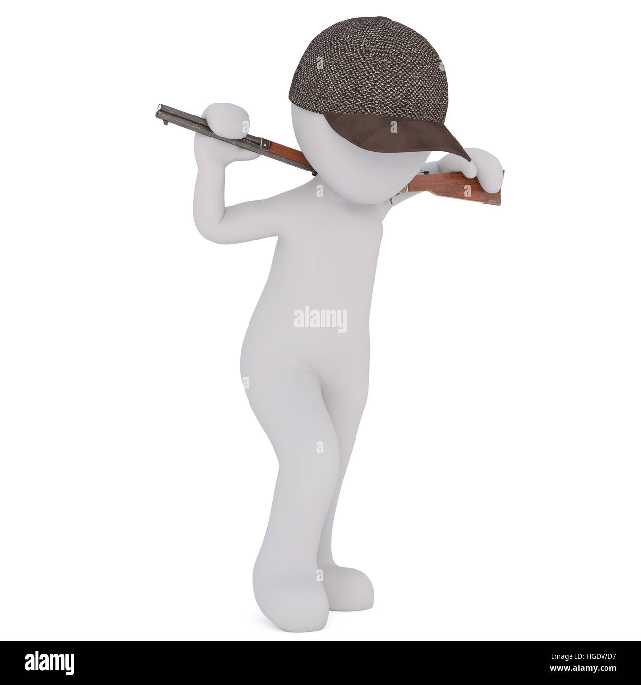 3d Rendering of Cartoon Figure Wearing Hunter Cap and Carrying Rifle ...