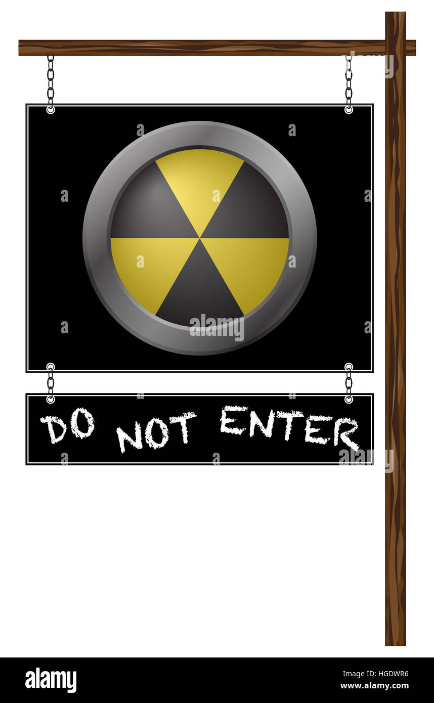 A traditional looking hanging hazard sign isolated on a white ...