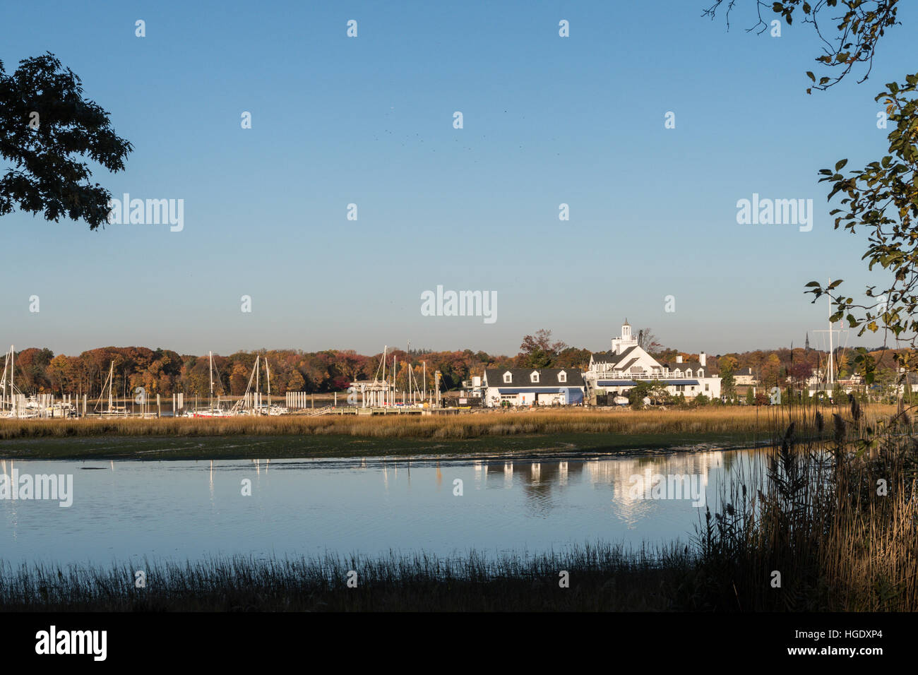 Riverside Yacht Club on the Long Island Sound, Connecticut, USA Stock ...