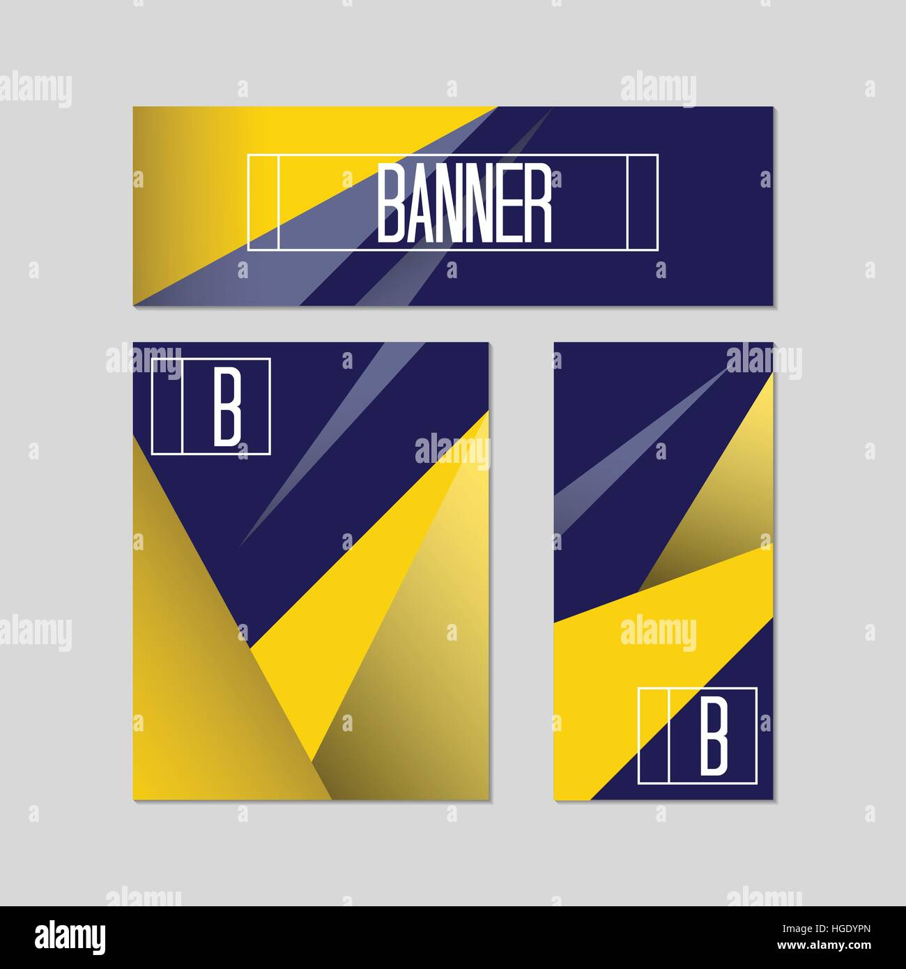 Set of banners with polygonal triangular background elements. Vector ...