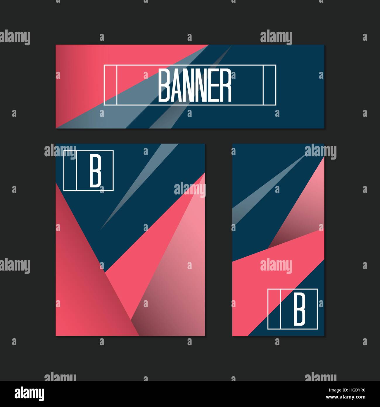 Set of banners with polygonal triangular background elements. Vector ...