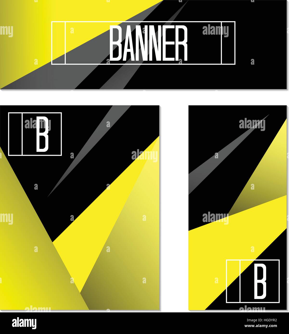 Set of banners with polygonal triangular background elements. Vector ...