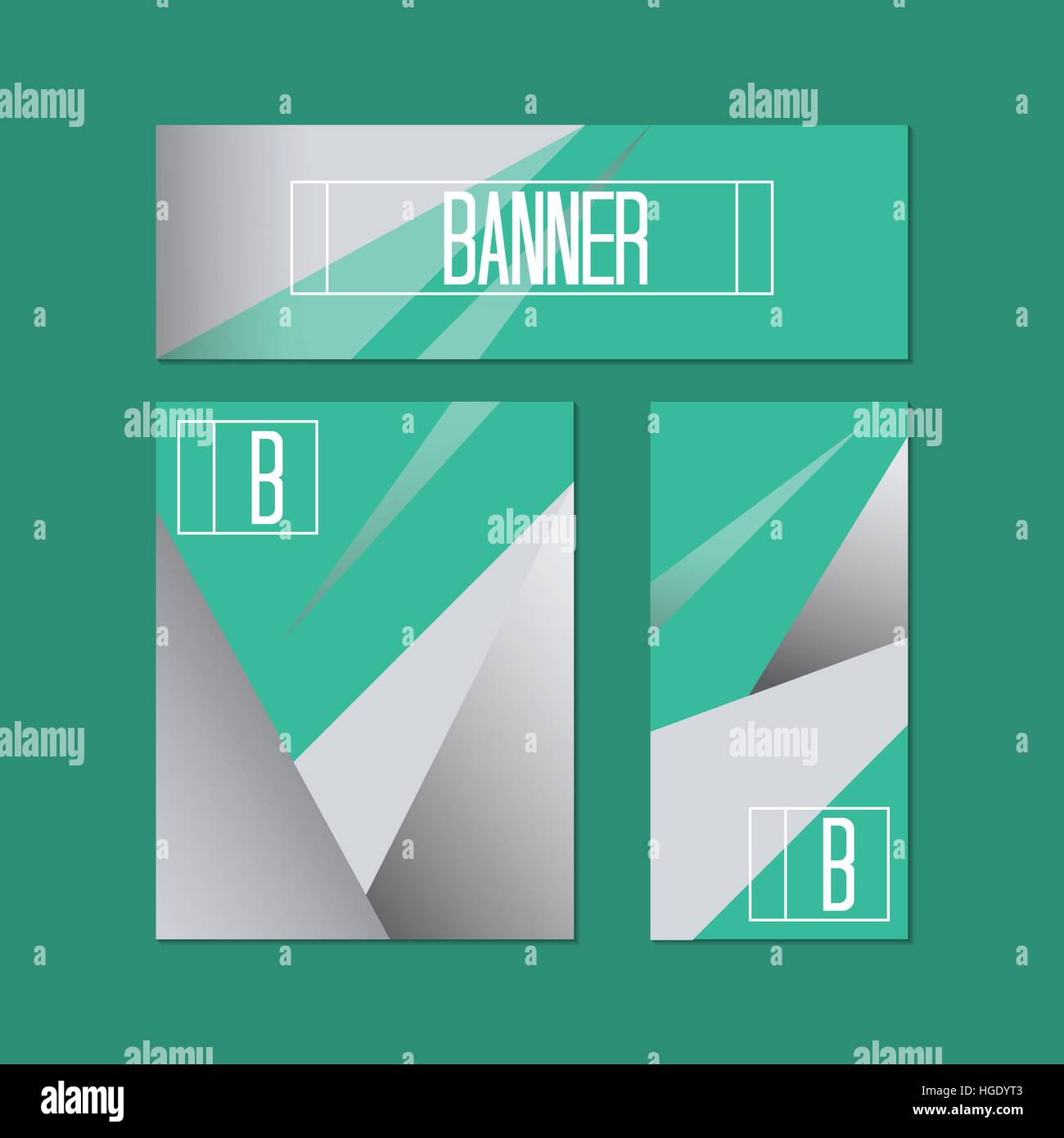 Set of banners with polygonal triangular background elements. Vector ...