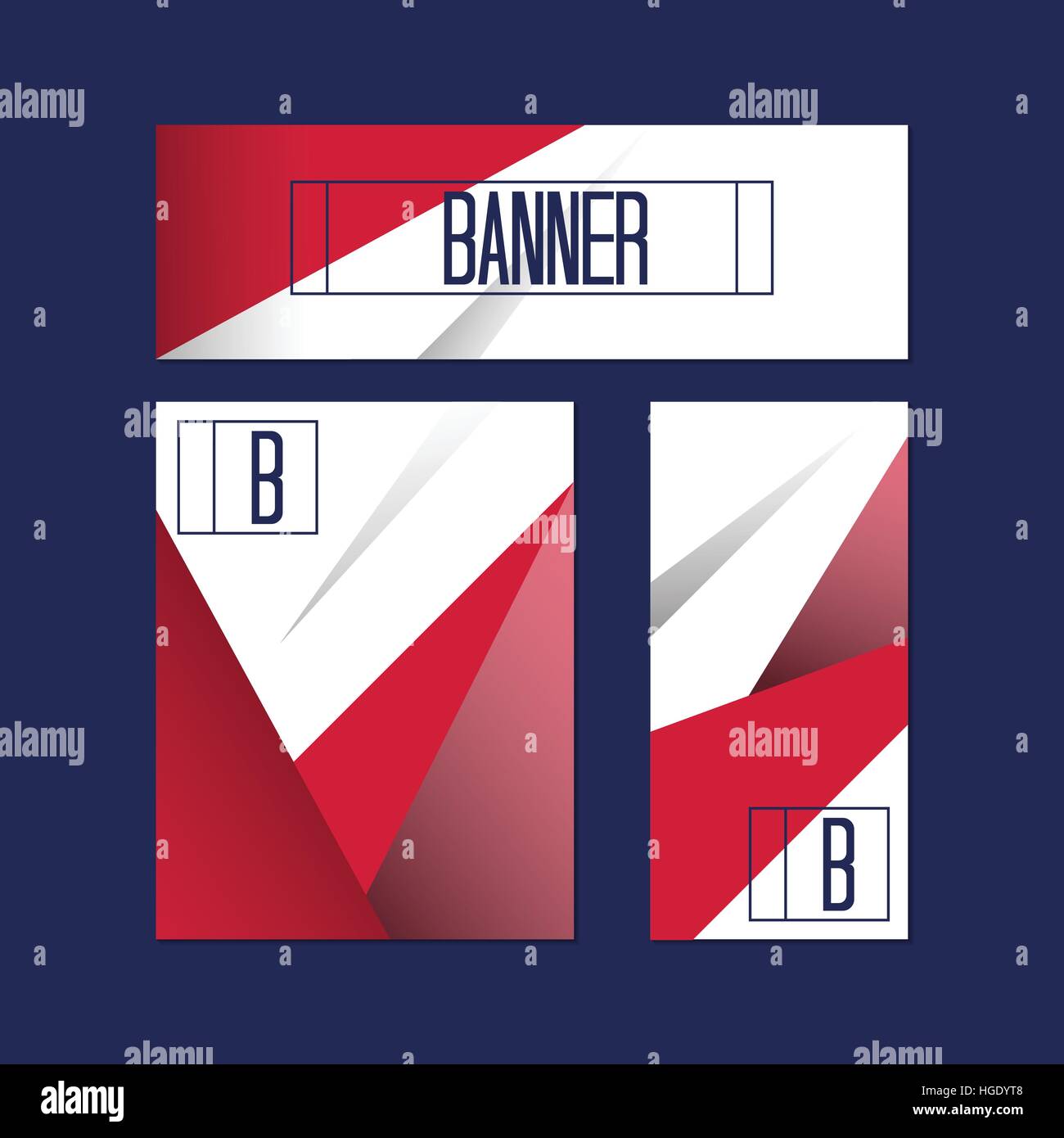 Set of banners with polygonal triangular background elements. Vector ...