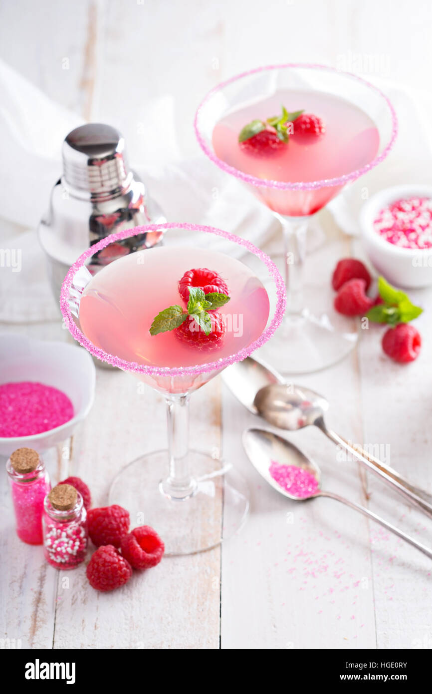 Pink raspberry martini Stock Photo - Alamy