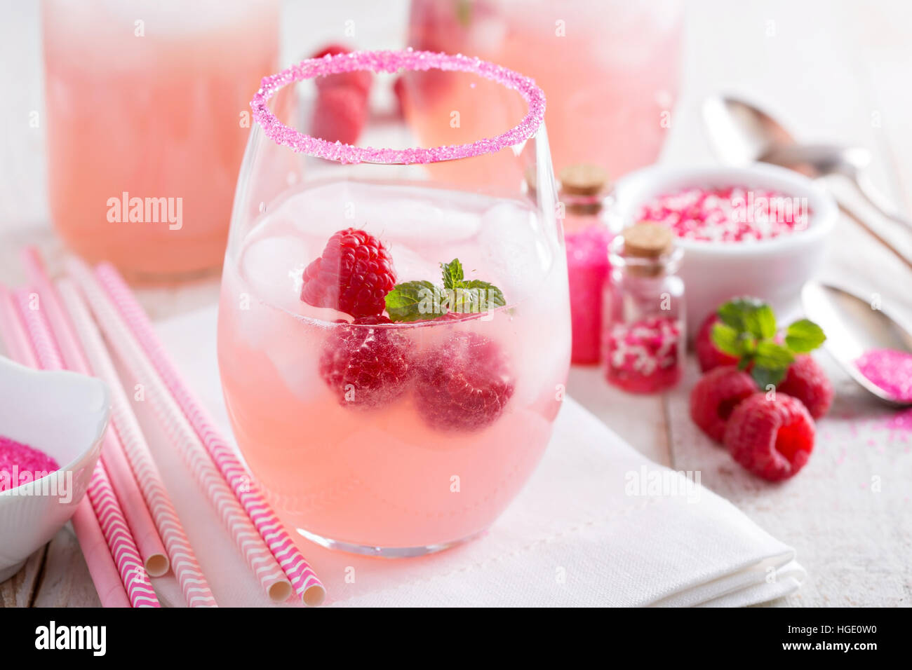 Red raspberry lemonade Stock Photo - Alamy