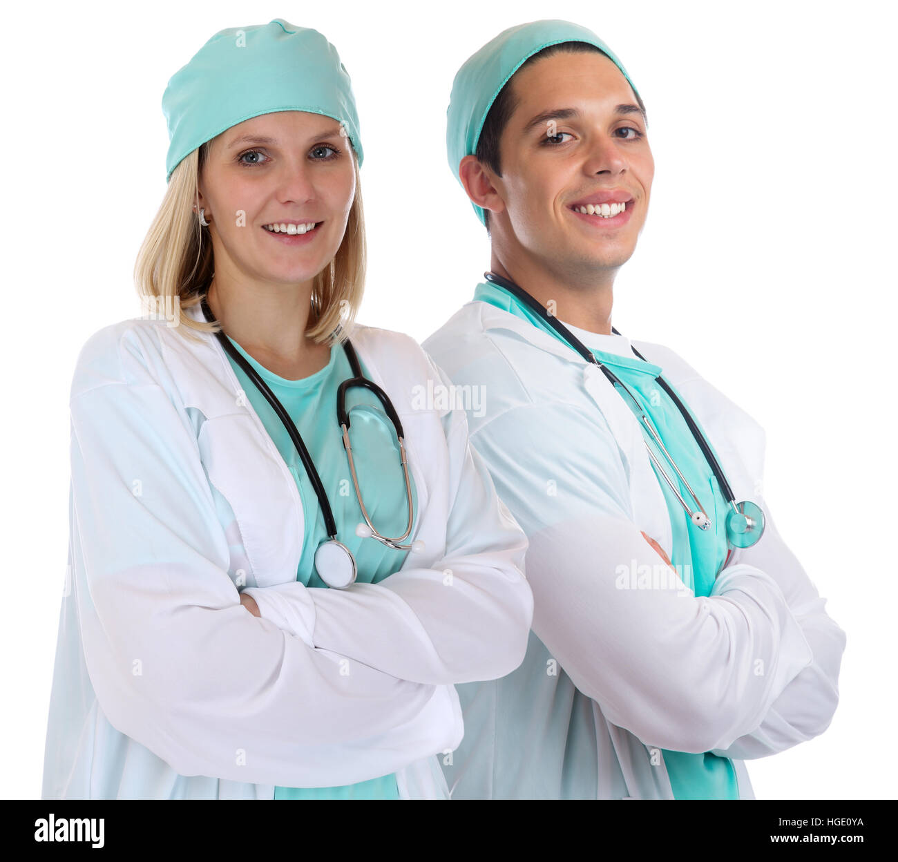 Doctor team young doctors portrait smiling occupation job isolated on a ...
