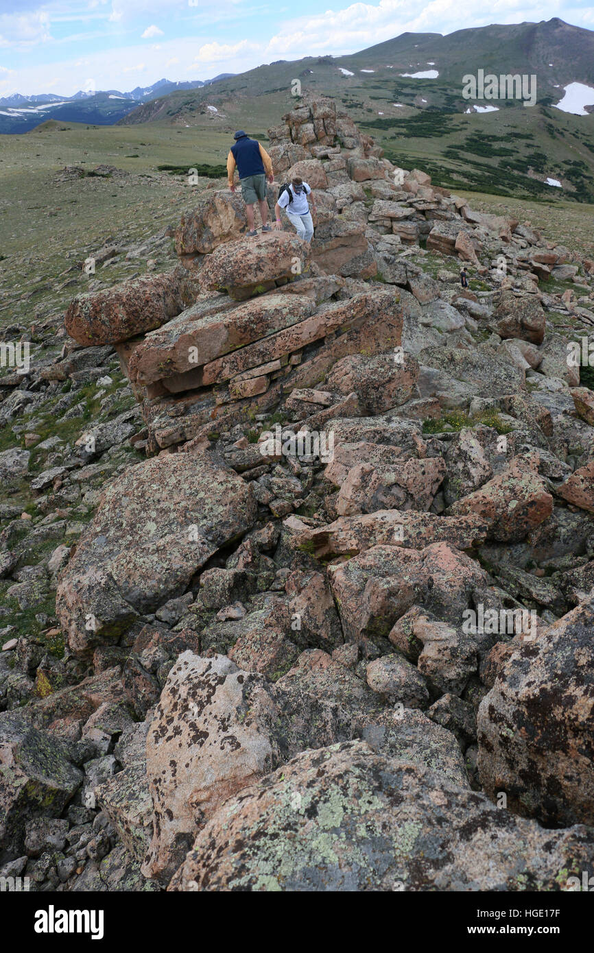 Hiker on Rocky Mountain National Park colorado ridge Stock Photo - Alamy
