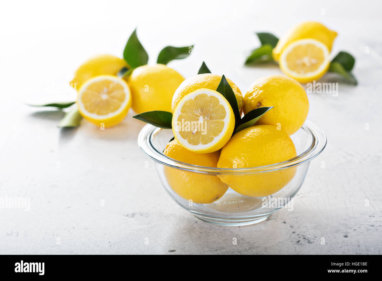 Lemons in white bowl hi-res stock photography and images - Alamy